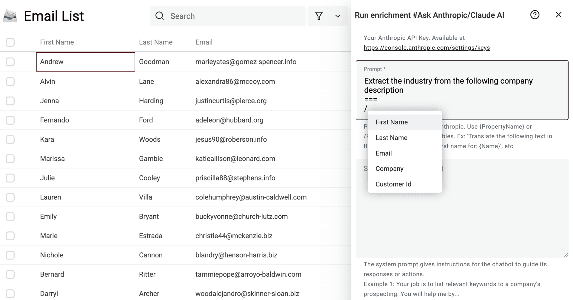 Run Anthropic Claude AI on Excel/CSV lines - In Bulk - Datablist