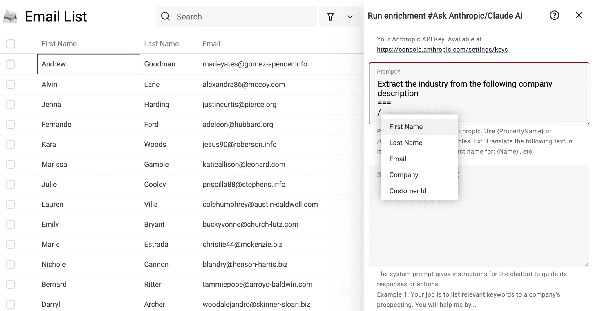 Run Anthropic Claude AI on Excel/CSV lines - In Bulk - Datablist