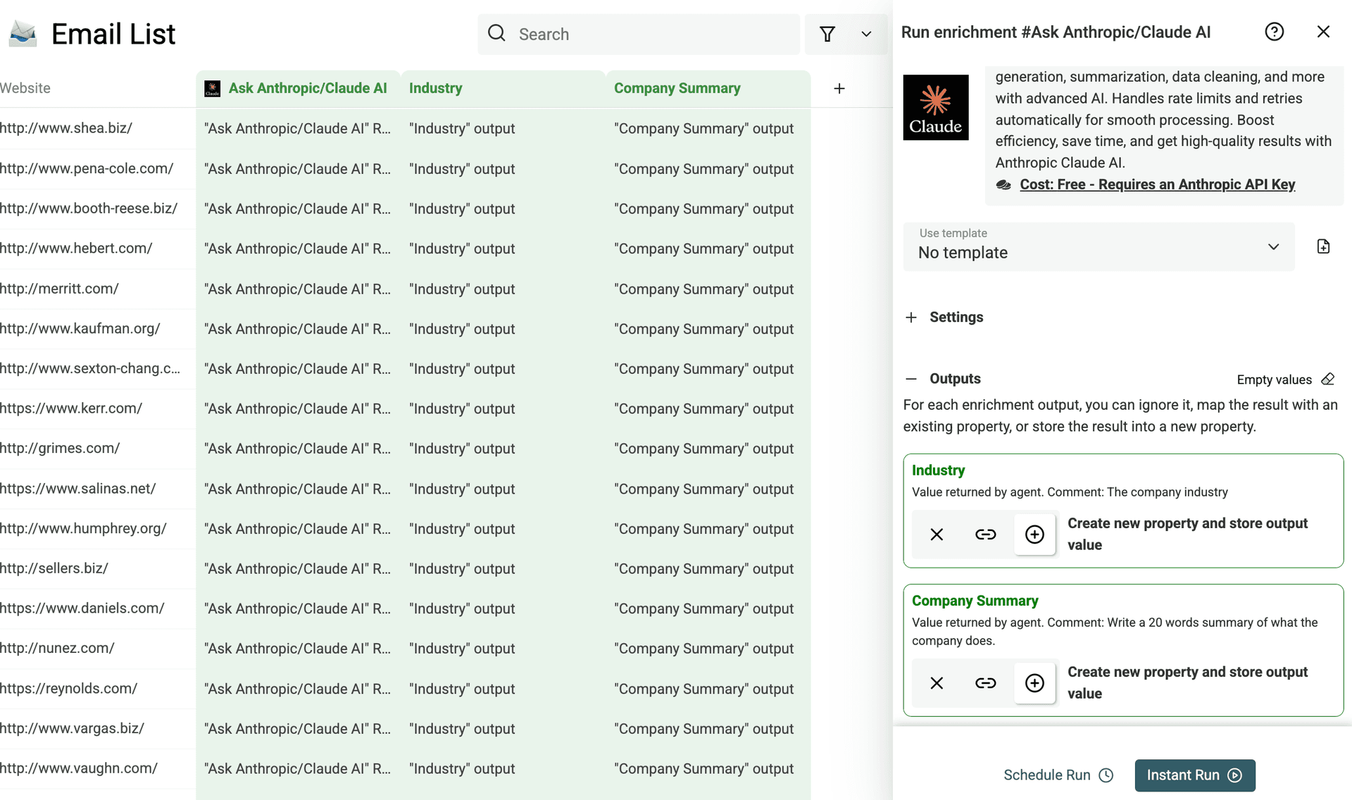 Run Anthropic Claude AI on Excel/CSV lines - In Bulk - Datablist