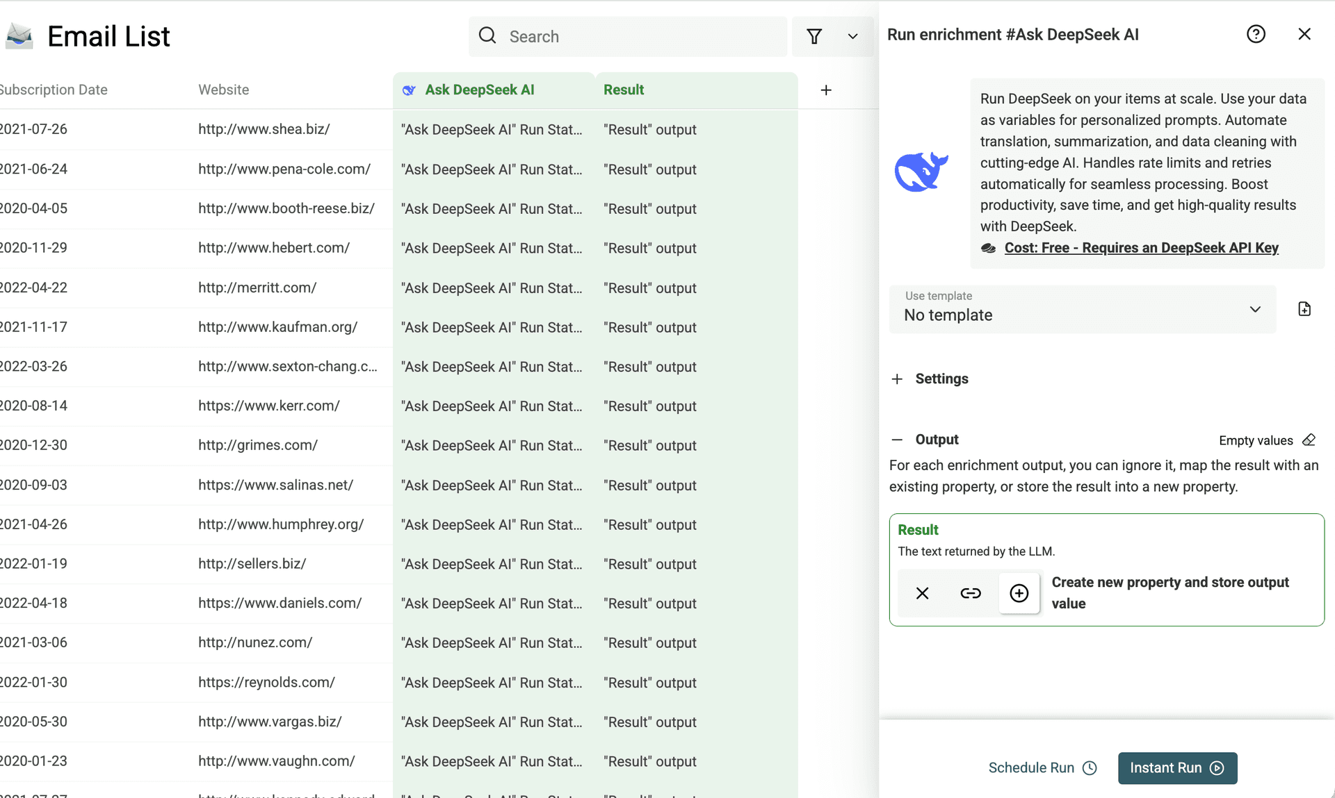 Run DeepSeek AI on Excel/CSV lines - In Bulk - Datablist