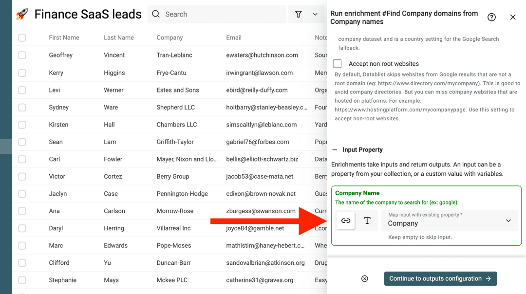 Find the company domains from a CSV/Excel with company names - In Bulk - Datablist