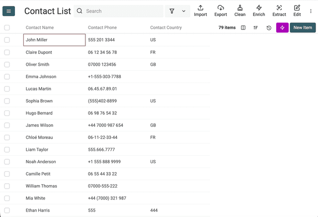 Clean phone numbers from a Excel/CSV file - In Bulk - Datablist