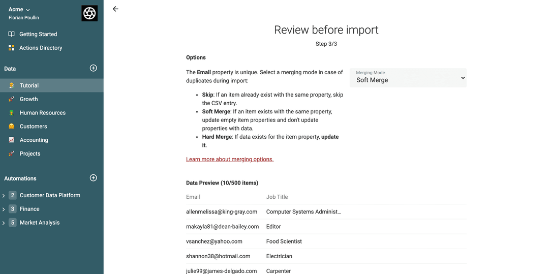 Tutorial to join several Comma Separated Value files using a column