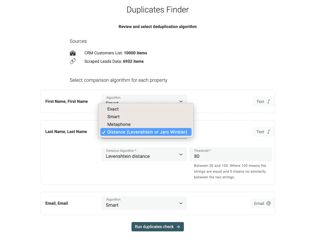 Free Data Matching Online tool - Datablist