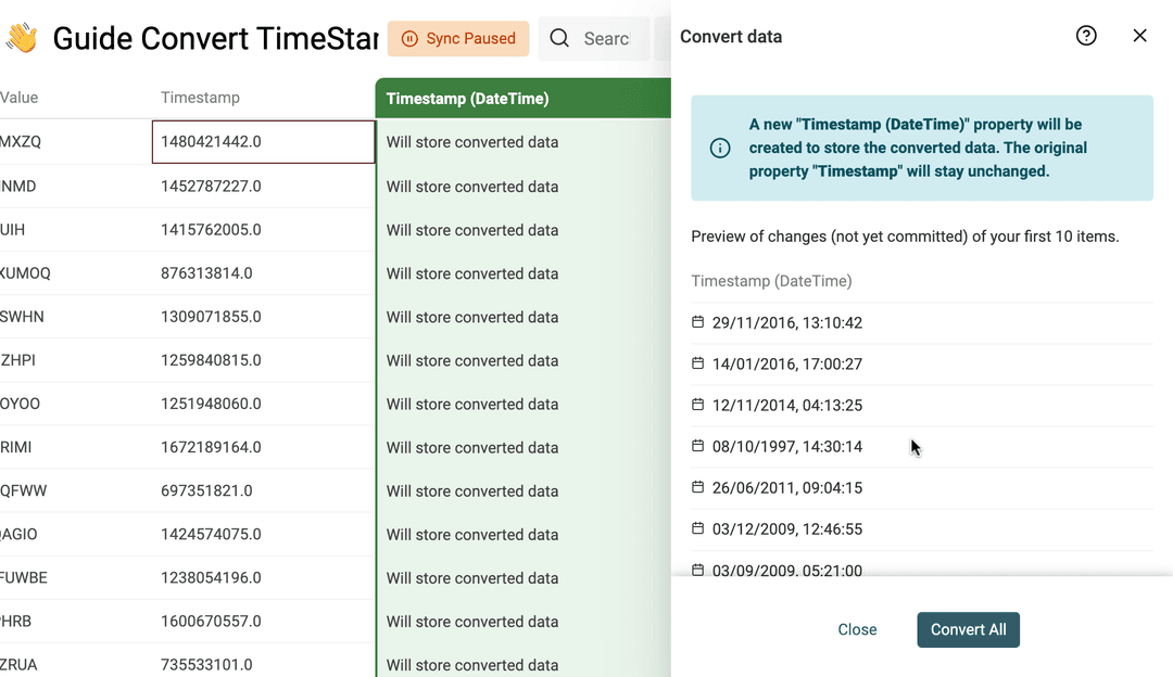 How to convert a CSV timestamp column to DateTime format? - Datablist ...