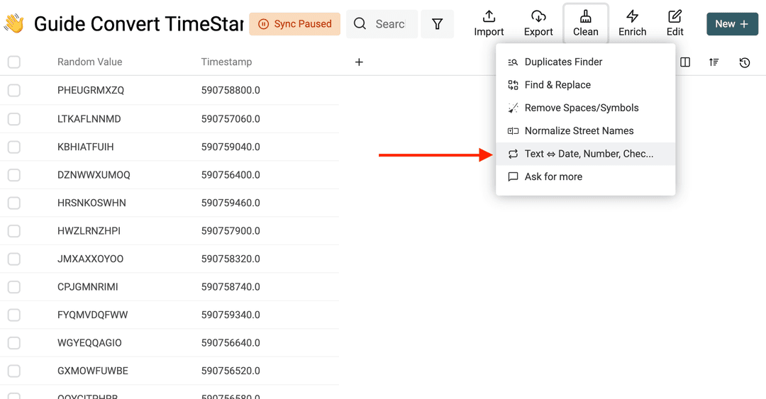 How to convert a CSV timestamp column to DateTime format? - Datablist - Datablist