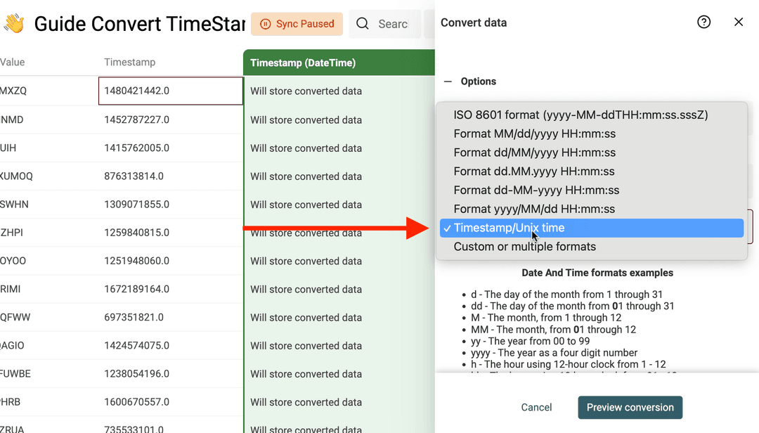 How to convert a CSV timestamp column to DateTime format? - Datablist ...