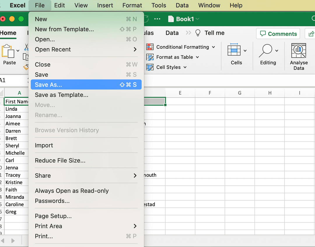 Export Microsoft Excel Selection Into A Csv File Datablist
