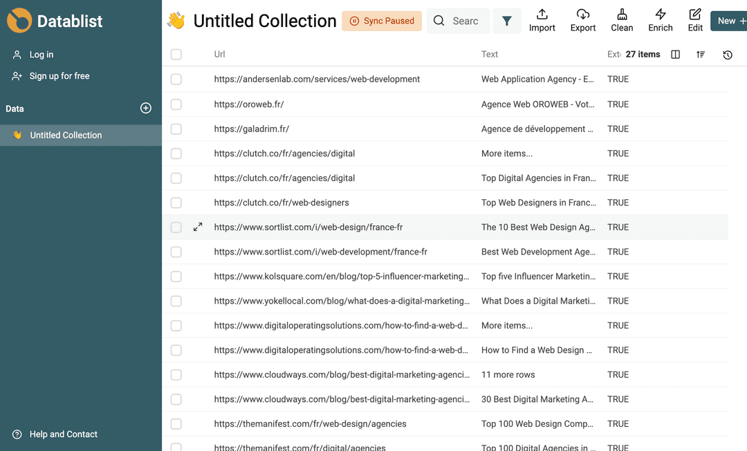 Extracy all URLs from a webpage - Datablist - Datablist